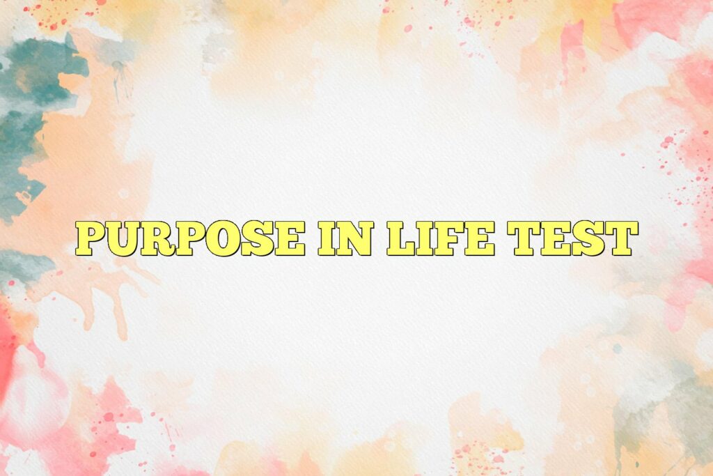 PURPOSE IN LIFE TEST