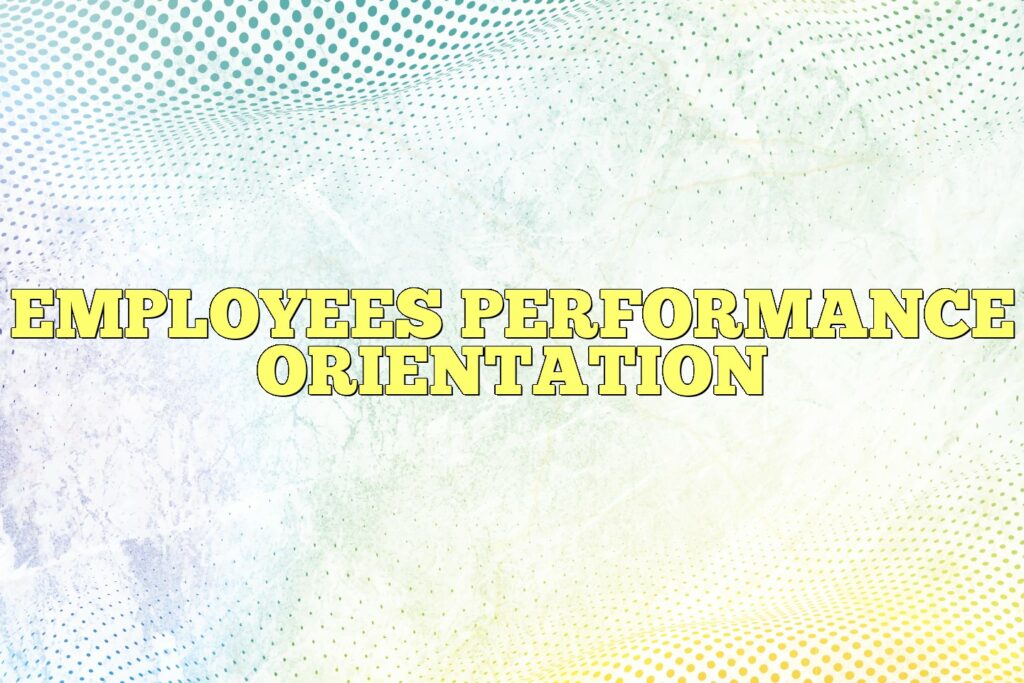 Employees Performance Orientation
