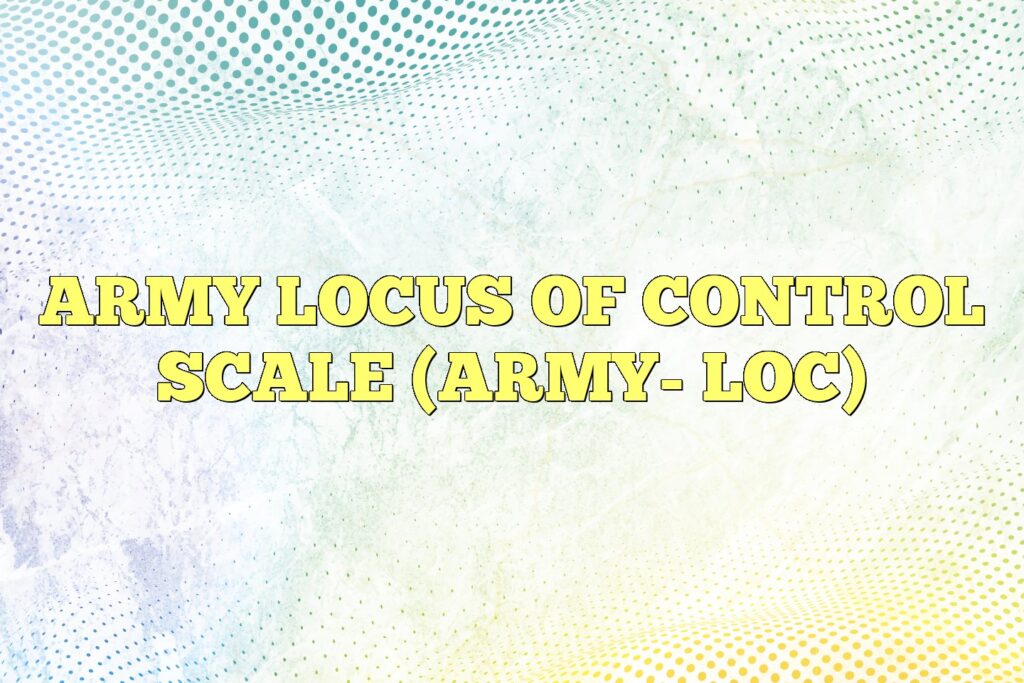 Locus Of Control | PSYCHOLOGICAL SCALES