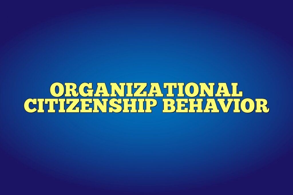 Organizational Citizenship Behavior