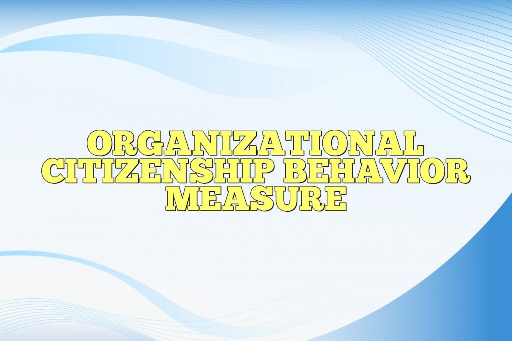 Organizational Citizenship Behavior Measure