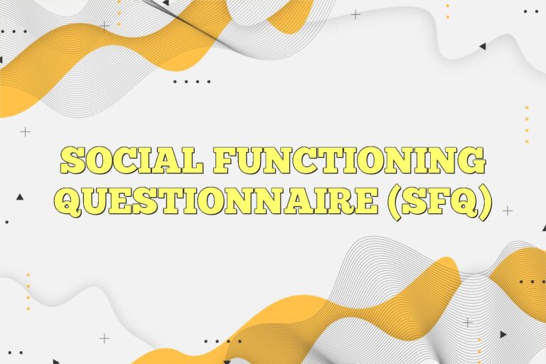 Social Functioning Questionnaire (SFQ)
