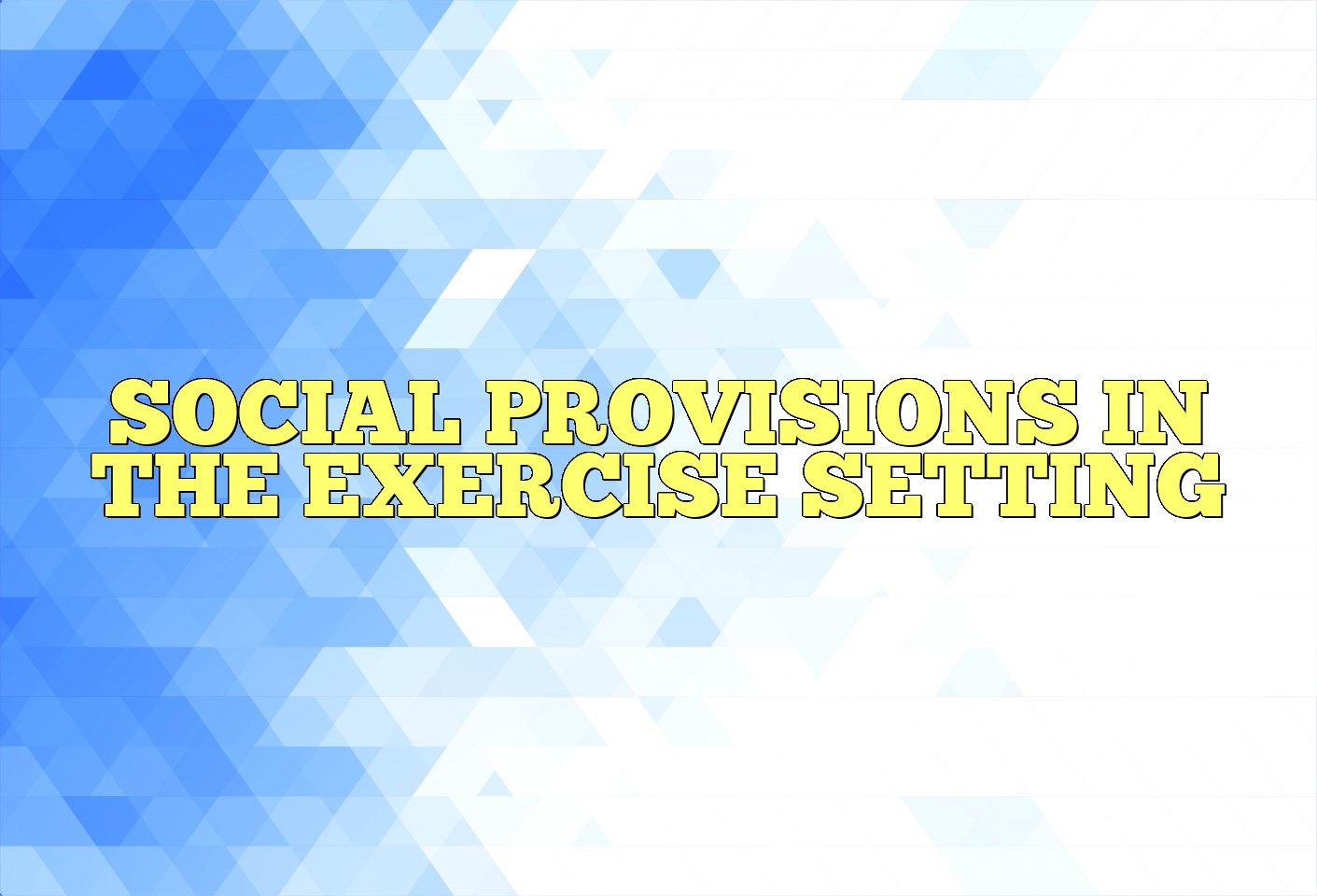 Social Provisions In The Exercise Setting