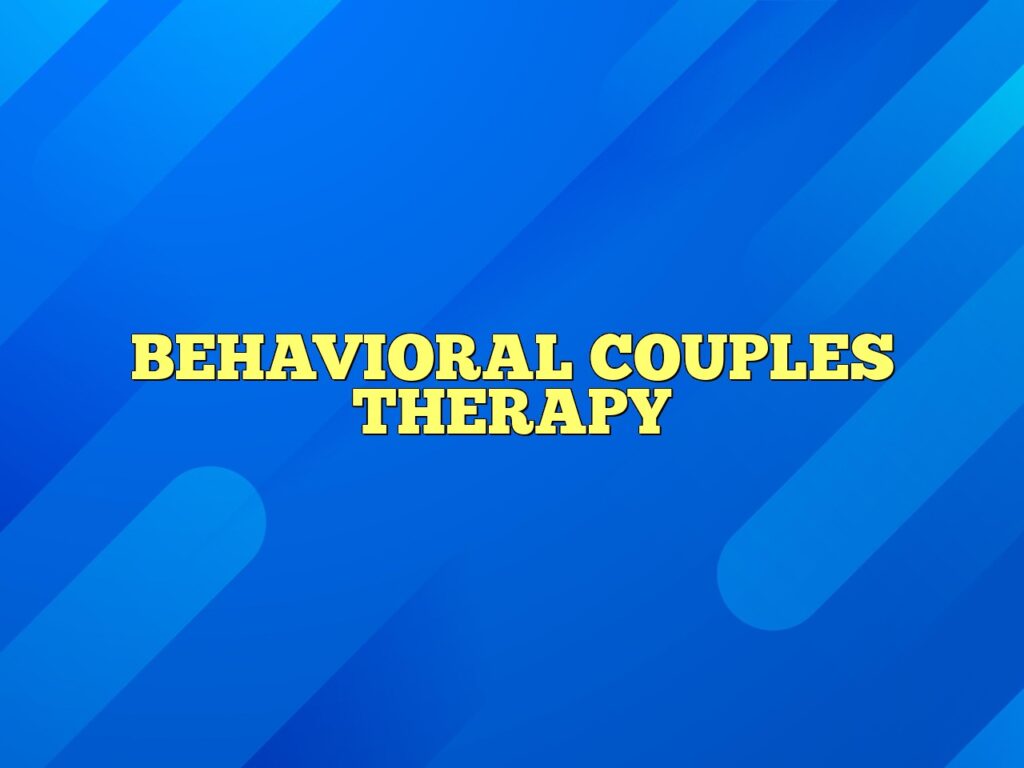 BEHAVIORAL COUPLES THERAPY Definition & Meaning