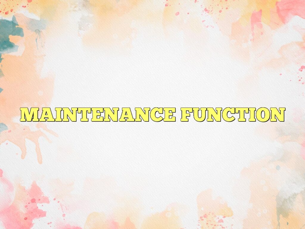 MAINTENANCE FUNCTION Definition & Meaning