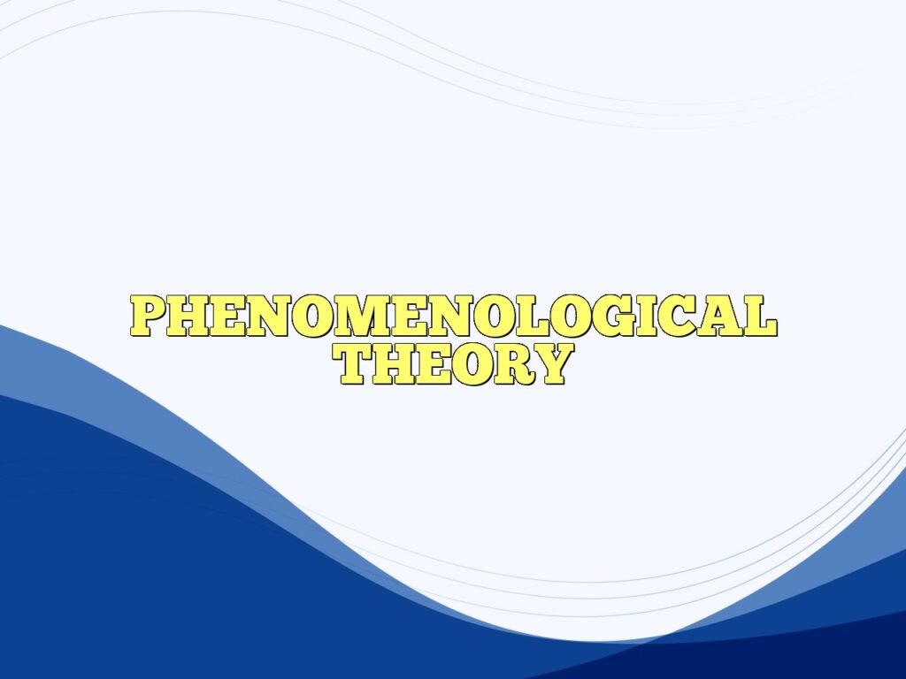 PHENOMENOLOGICAL THEORY Definition & Meaning