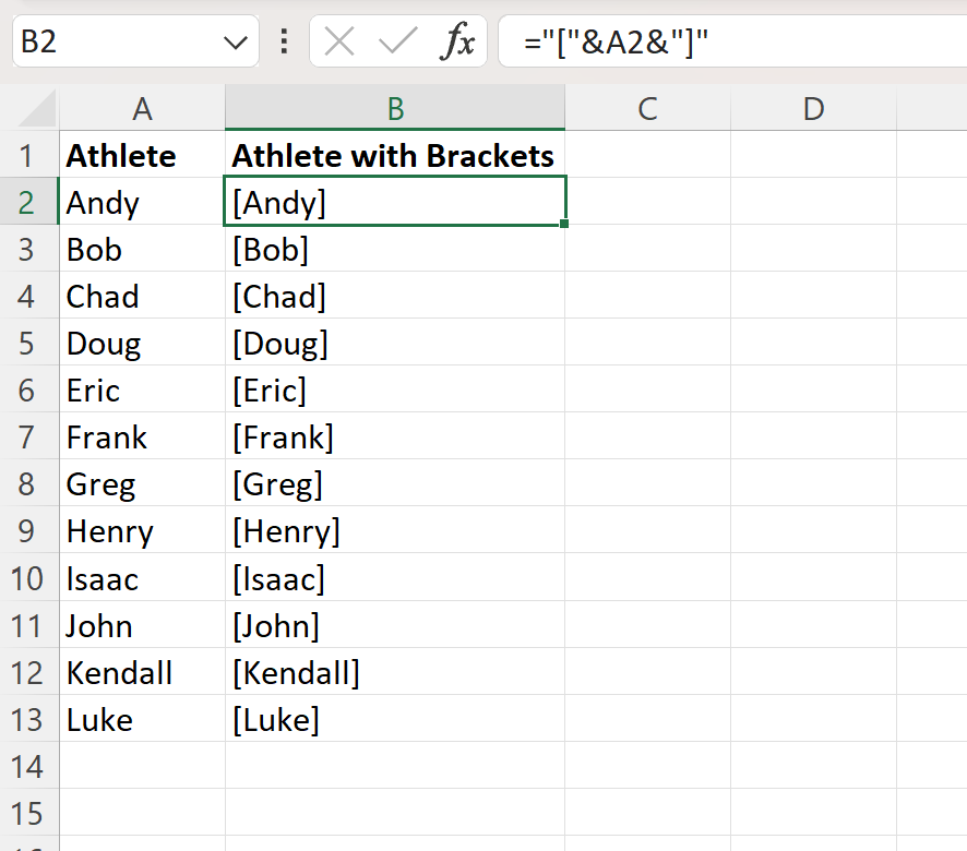 Add Parentheses Around Text In Excel (With Examples)