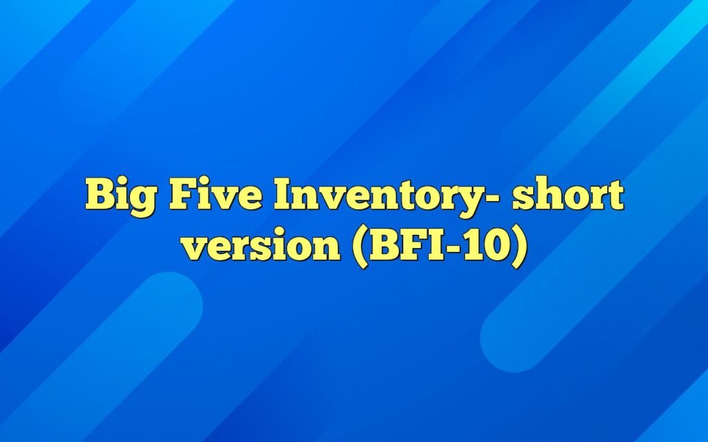 Personality | PSYCHOLOGICAL SCALES