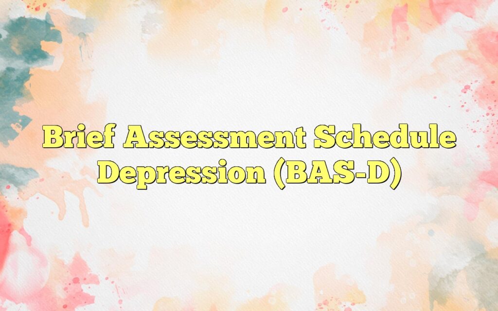 Depression | PSYCHOLOGICAL SCALES