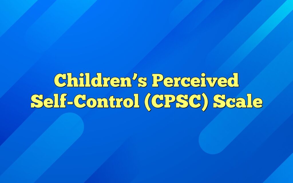 Self | PSYCHOLOGICAL SCALES