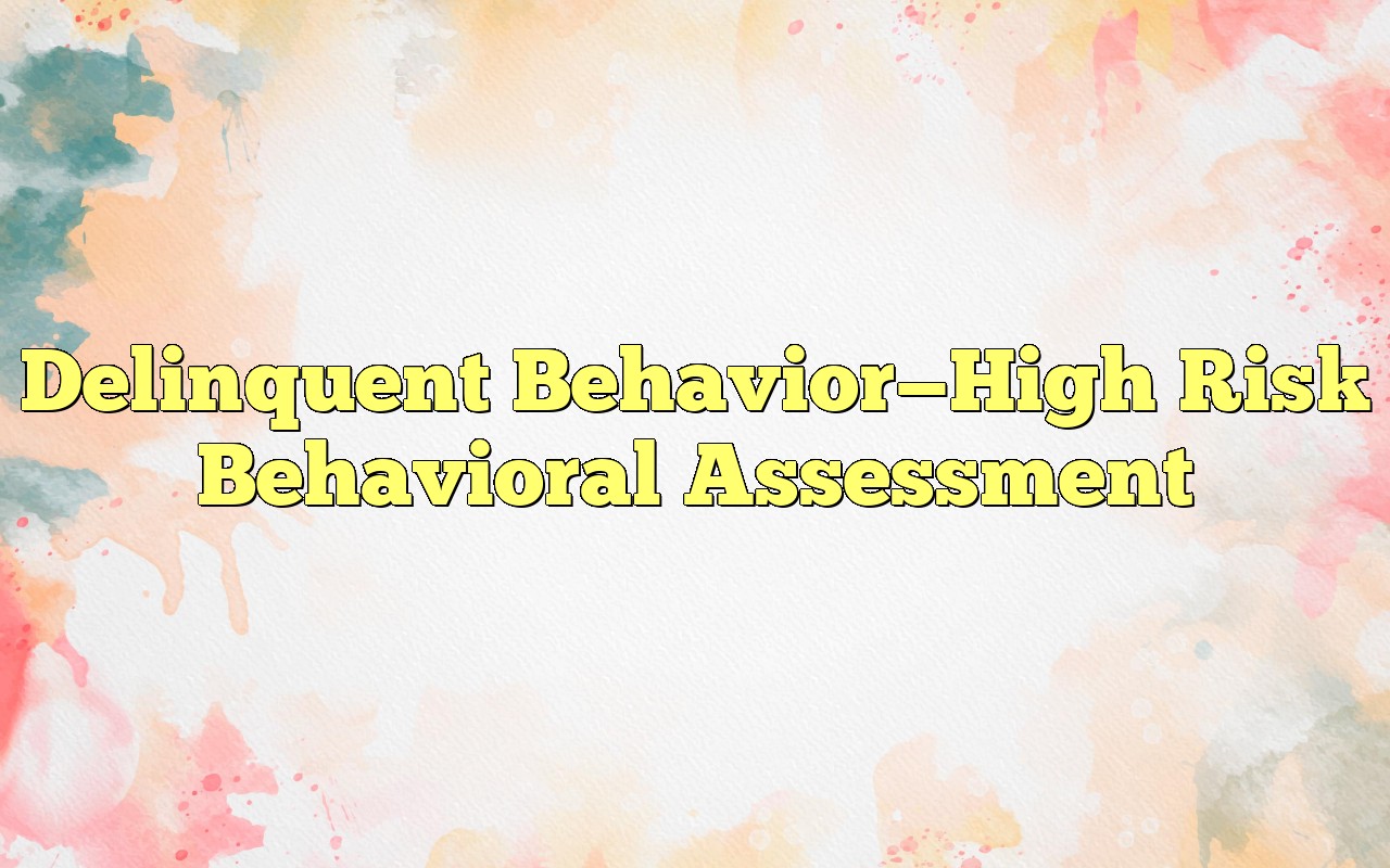 Delinquent Behavior—High Risk Behavioral Assessment