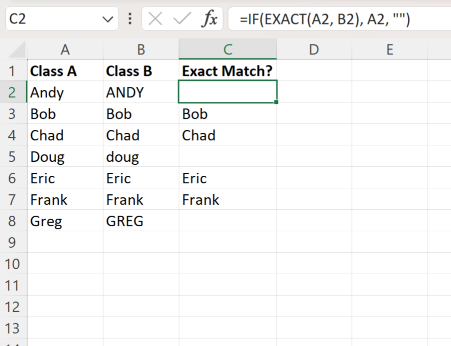 Excel Formula If Exact Match Then