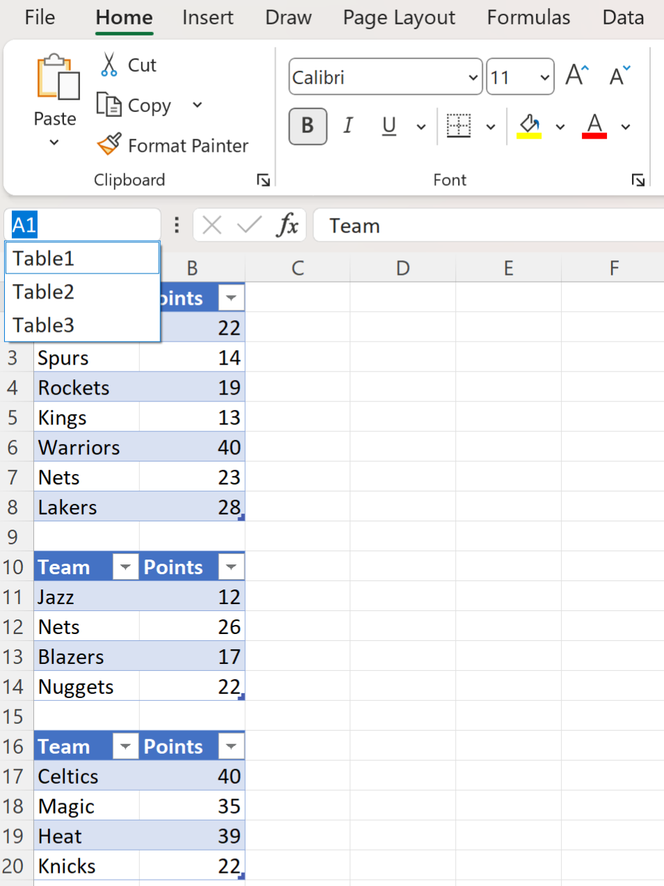 List All Table Names In Excel With Example 