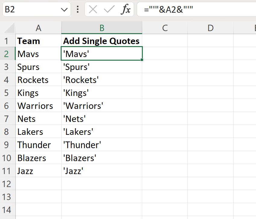 Add Single Quotes In Excel With Examples 