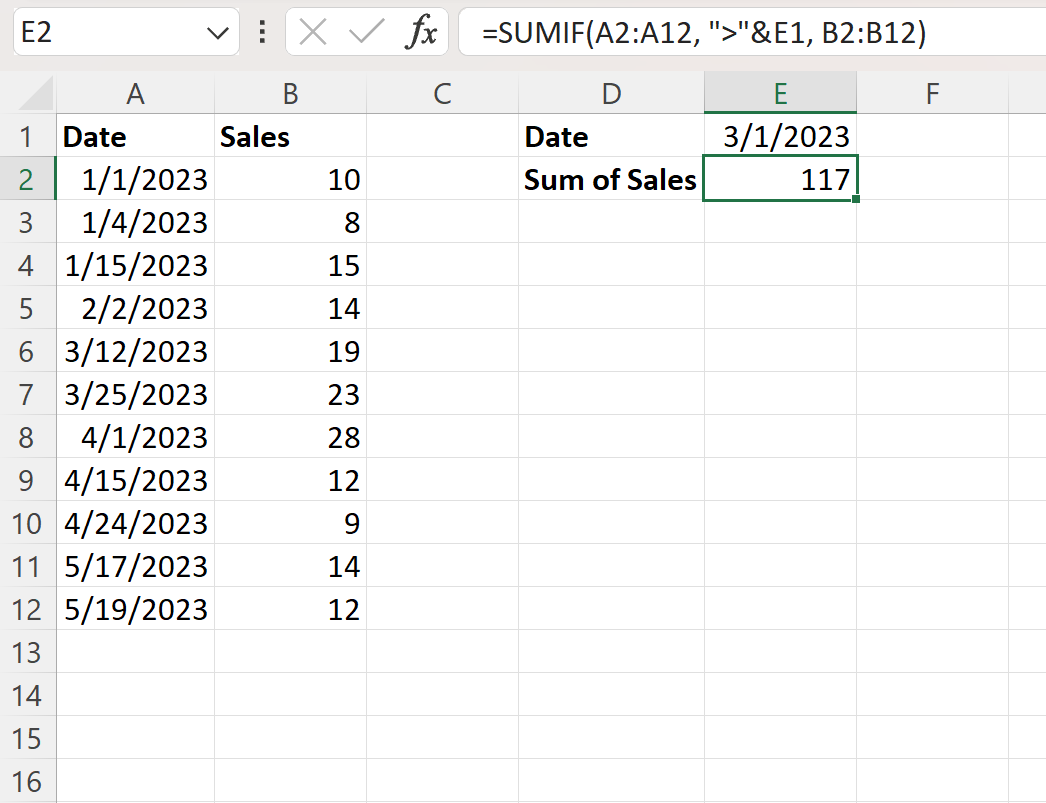 How To Sum Cells In Excel If Date Is Greater Than