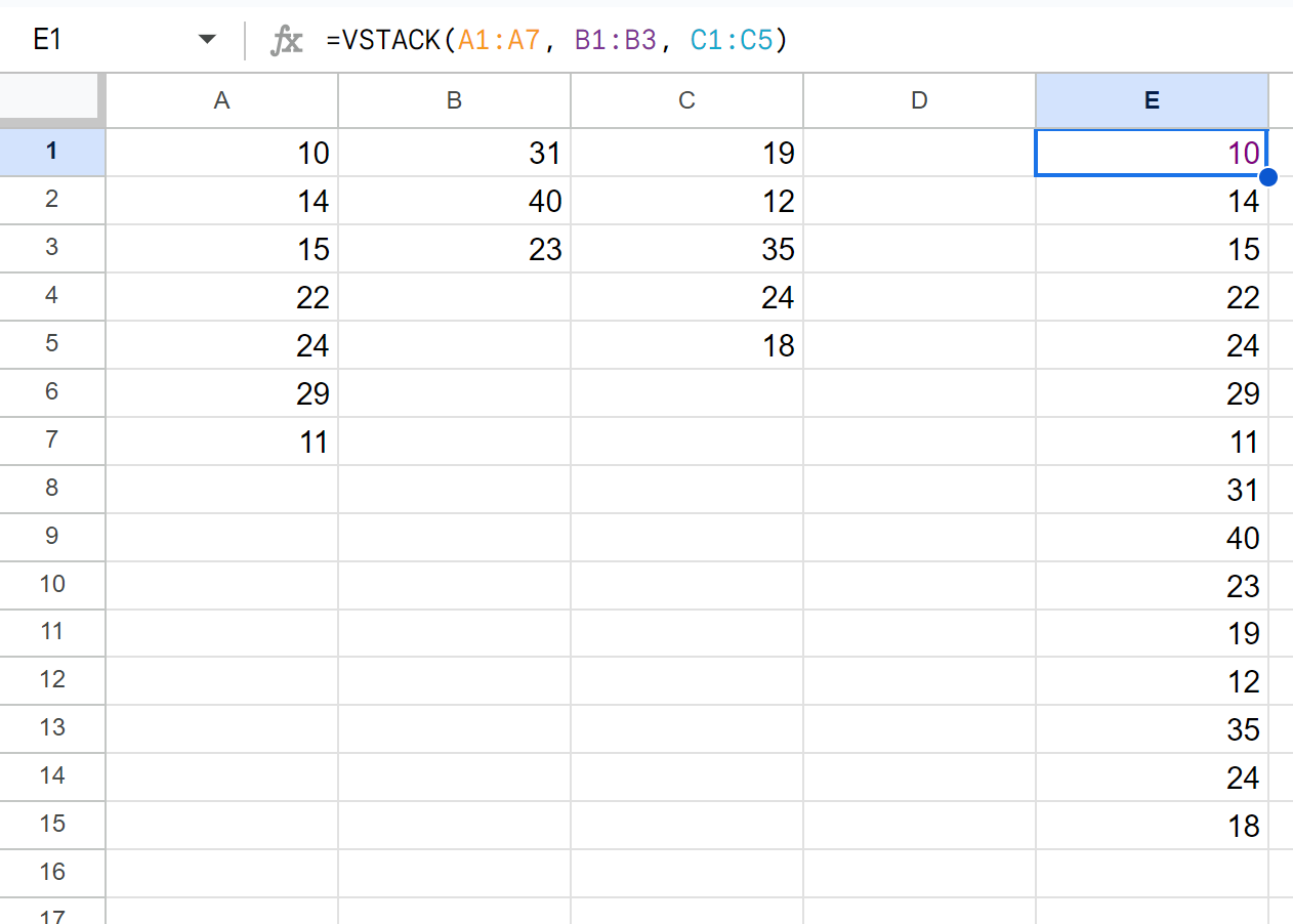 Google Sheets: Stack Multiple Columns Into One Column