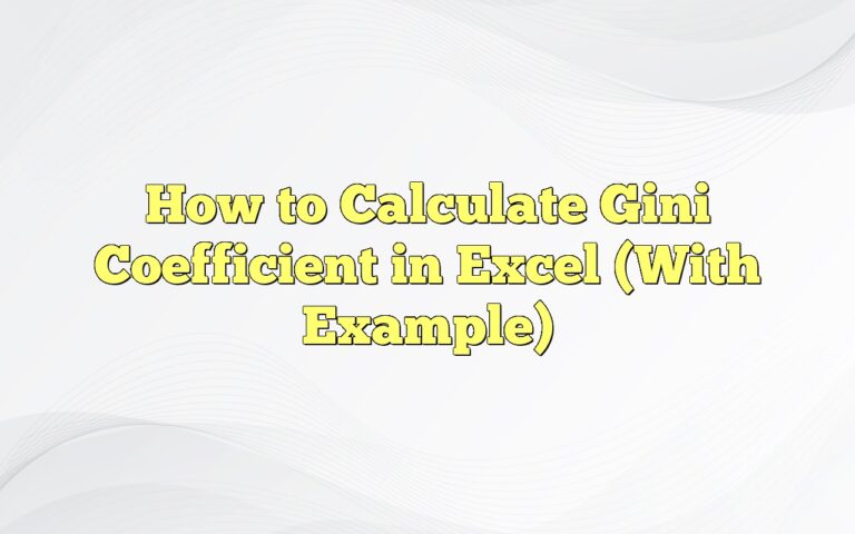 How To Calculate Gini Coefficient In Excel With Example