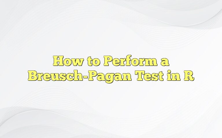 How To Perform A Breusch-Pagan Test In R