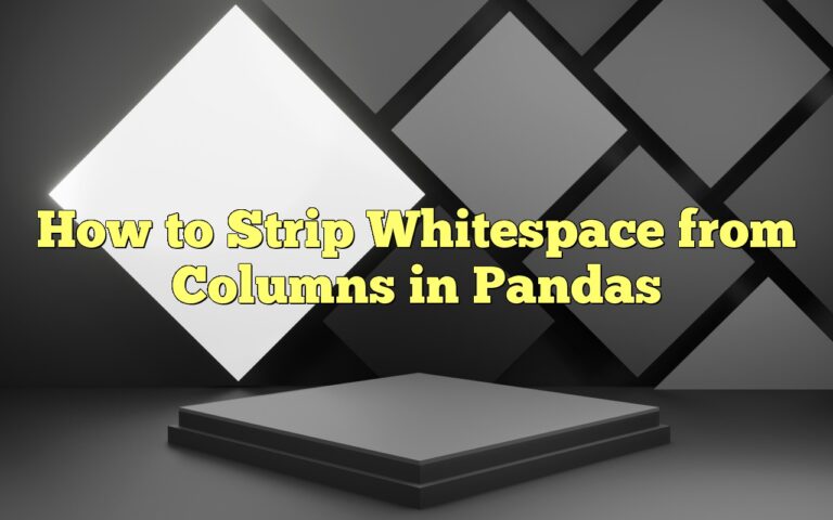 How To Strip Whitespace From Columns In Pandas