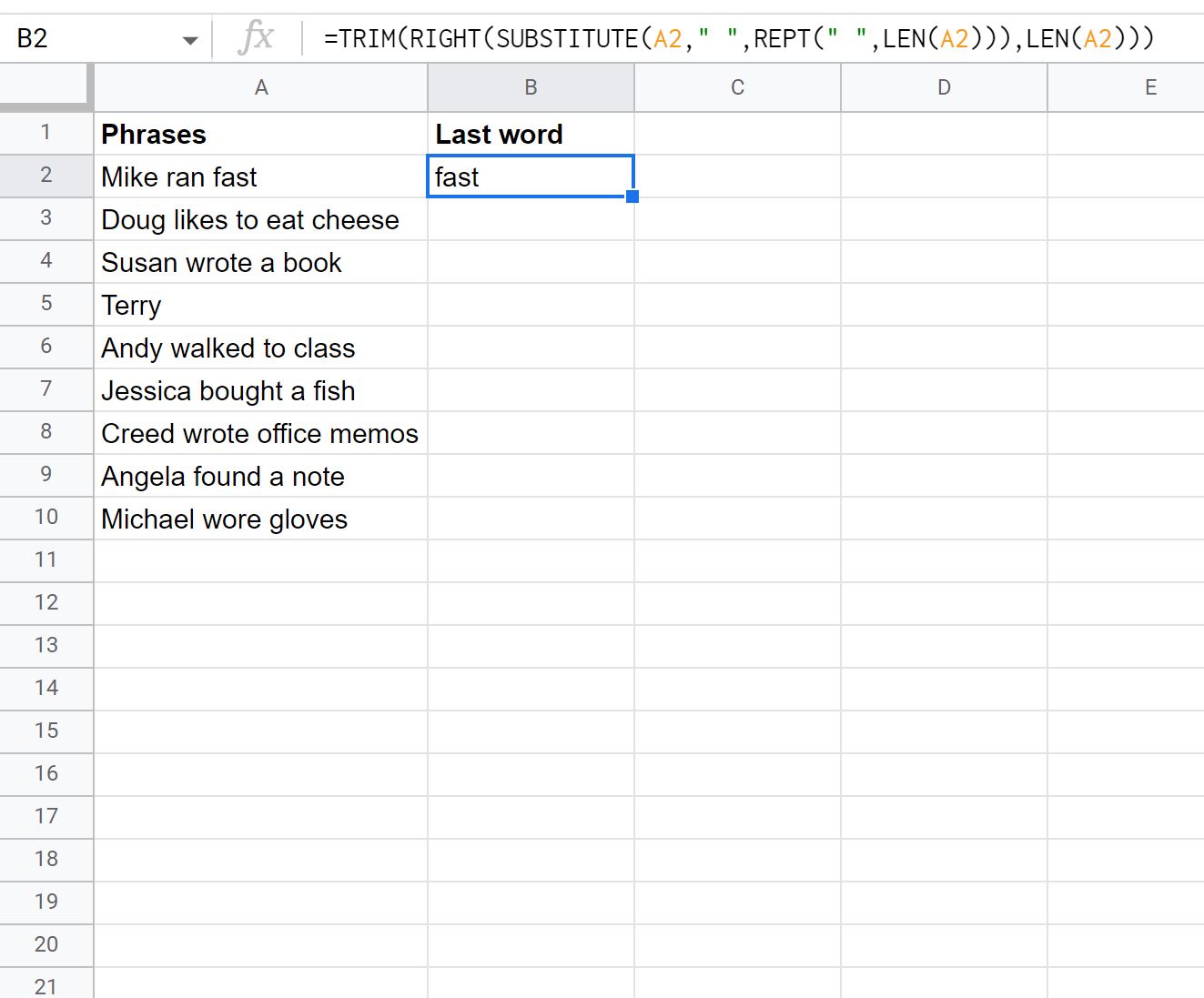 How To Extract Last Word From A Cell In Google Sheets