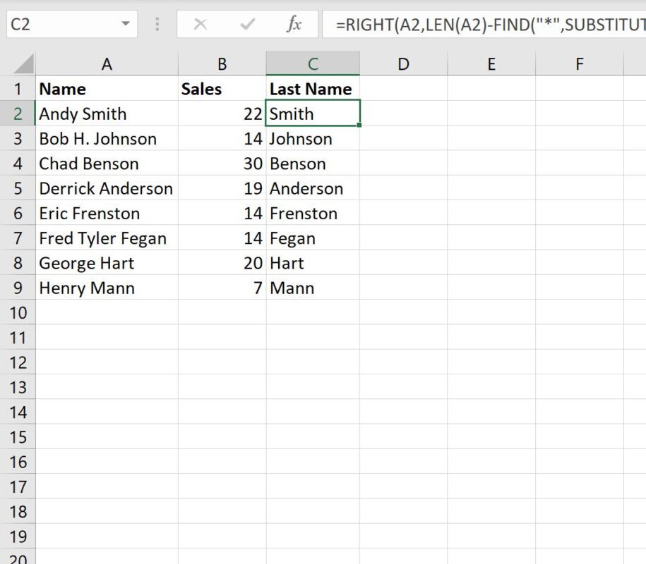 How To Easily Extract Last Names From Full Names In Excel