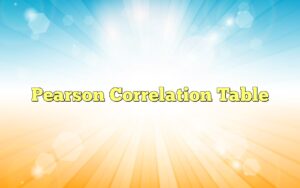 Pearson Correlation Table