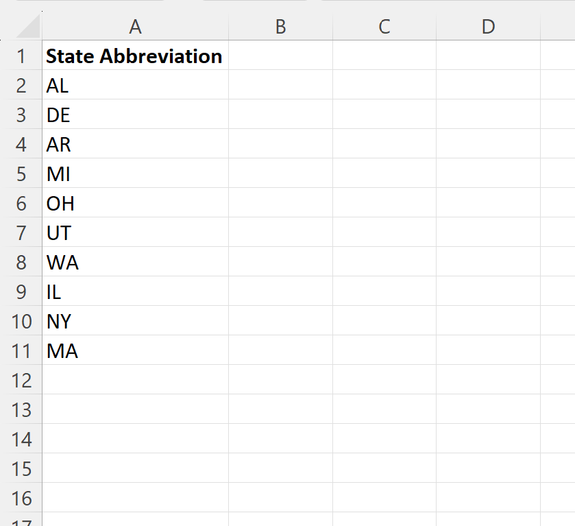 How Can I Convert A State Abbreviation To Its Full Name In Excel?