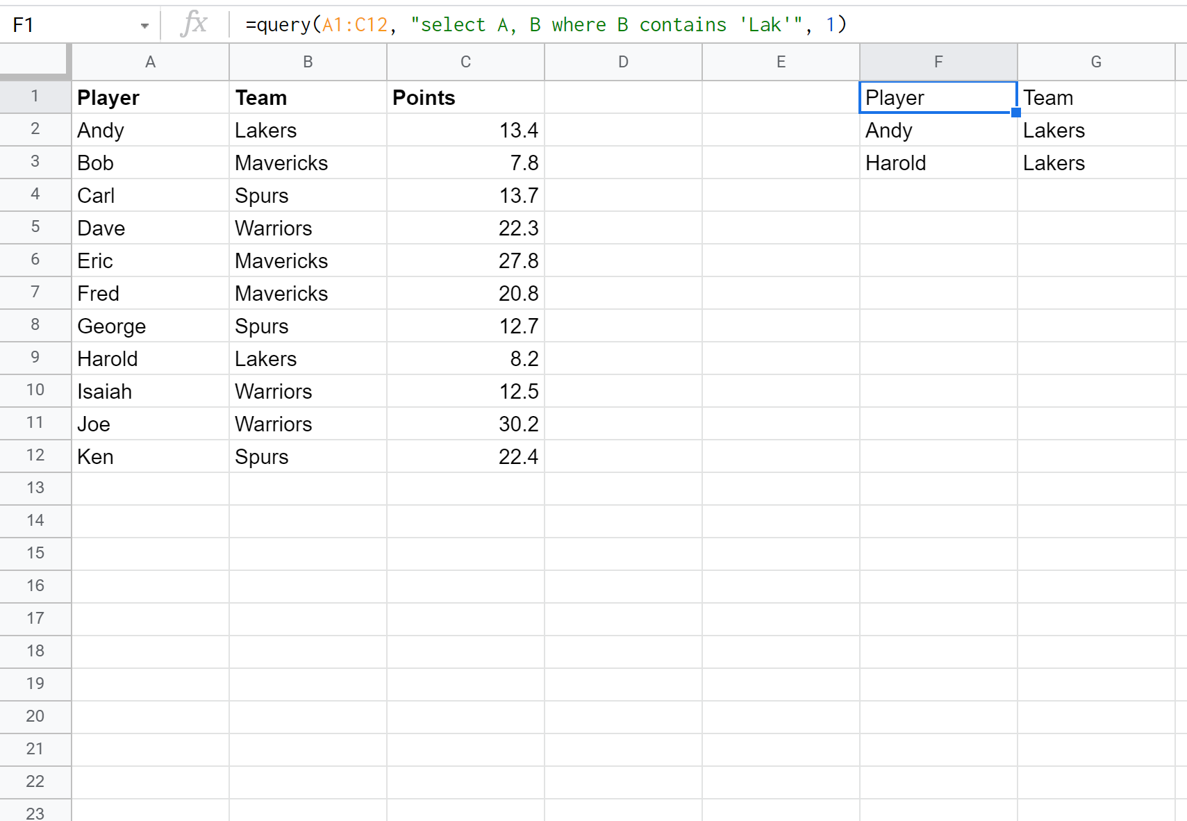 How Can I Use Google Sheets Query To Select Rows That Contain A Specific String?