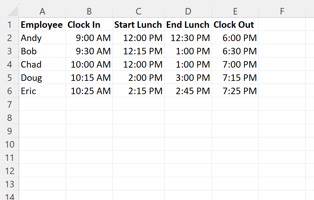 How Can I Calculate The Hours Worked Minus Lunch Using Excel?