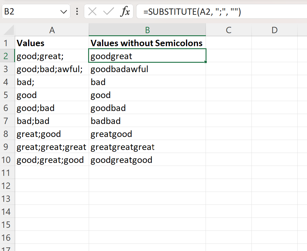 How Can I Remove Semicolons From Cells In Excel?
