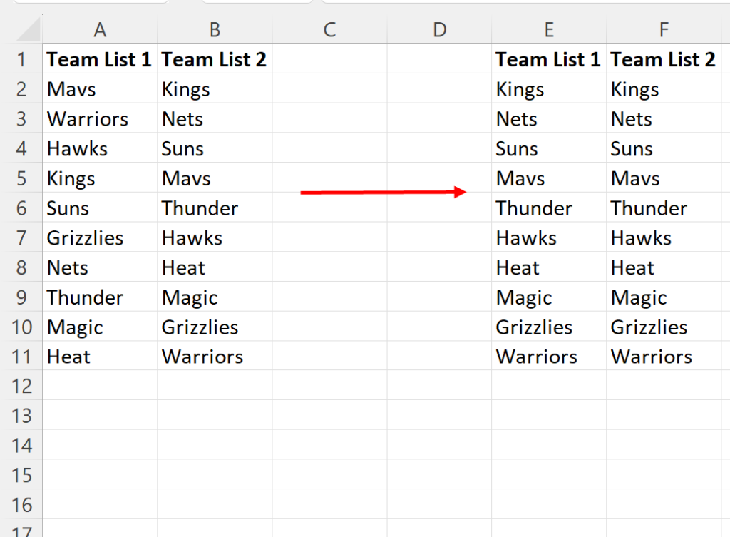How Can I Sort Two Columns In Excel To Match Each Other