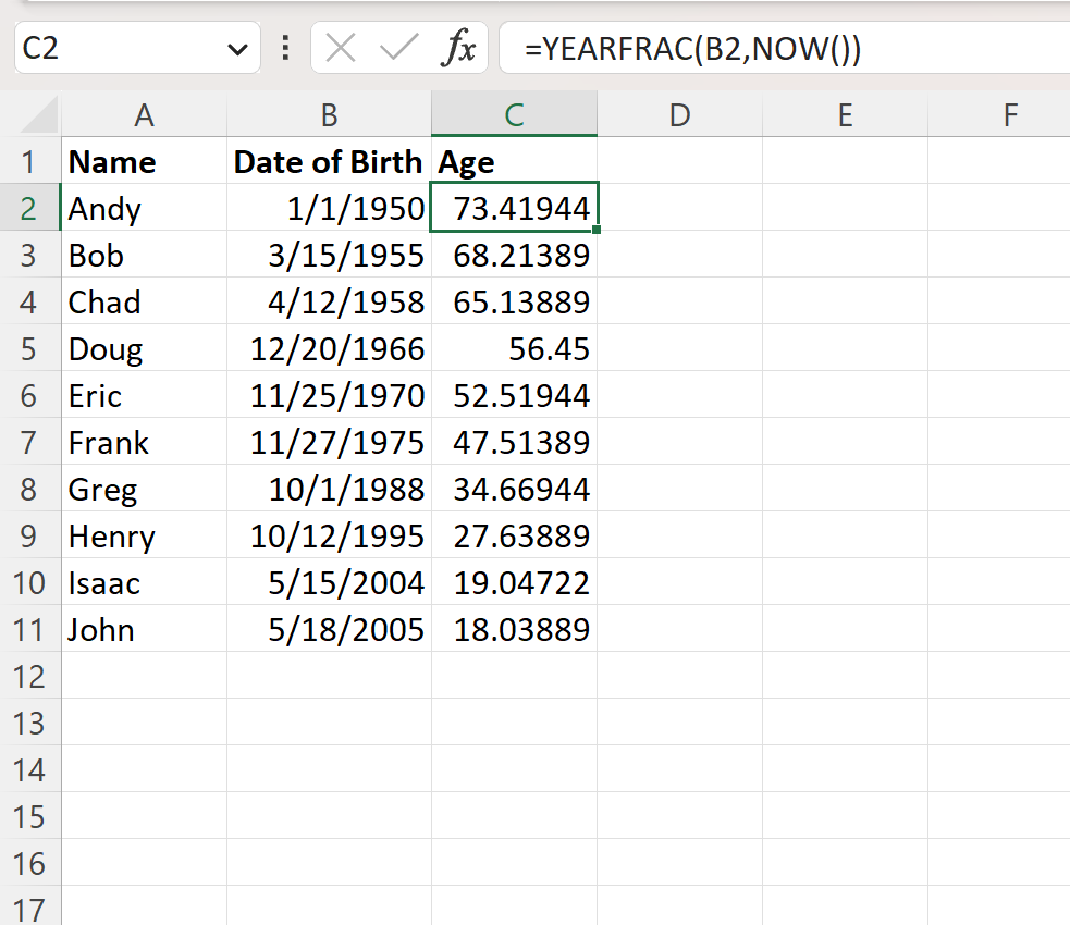 How Do I Calculate The Average Age In Excel? Can You Provide An Example?