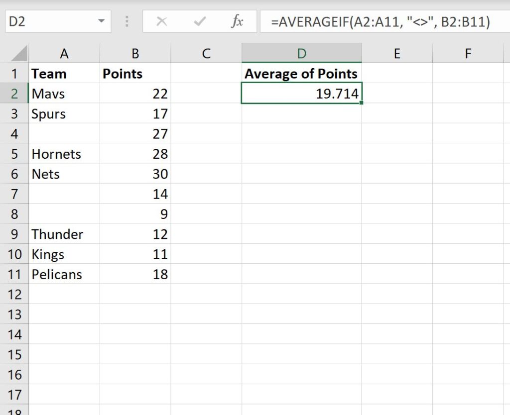 What Is The Average Of A Range Of Cells In Excel, Excluding Any Blank ...