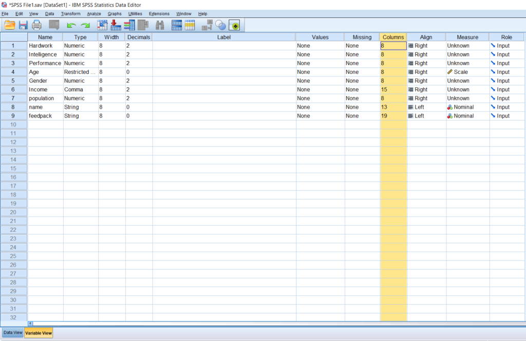 What Are The Columns And Alignment Options In SPSS?