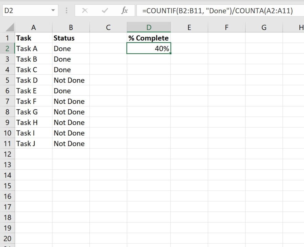 How Do I Calculate The Percent Complete In Excel?