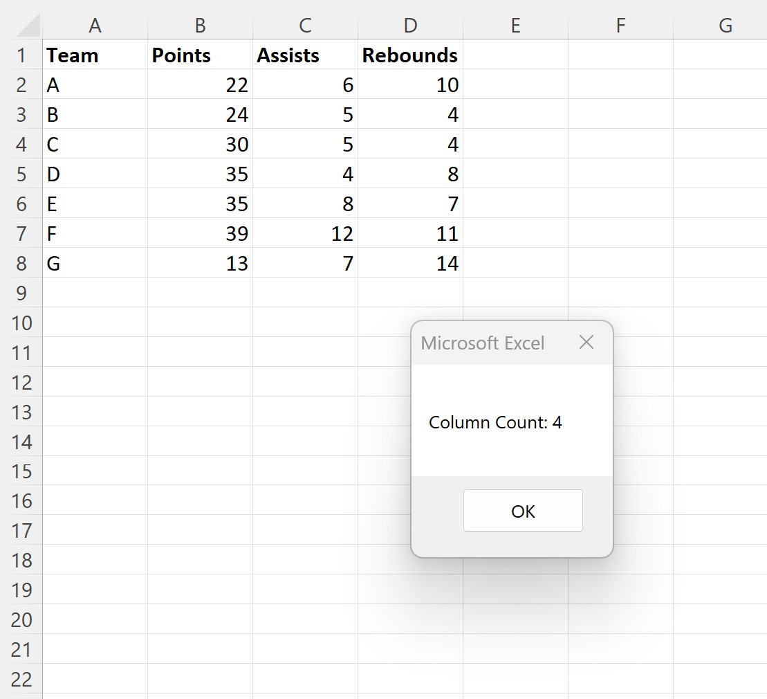 How Can I Use VBA To Count The Number Of Used Columns In A Spreadsheet?