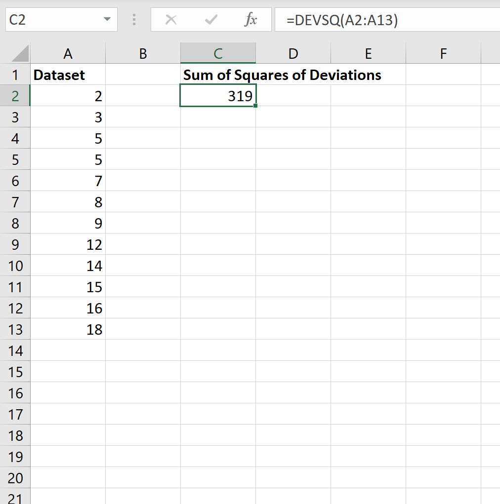 How Can I Use The DEVSQ Function In Excel?