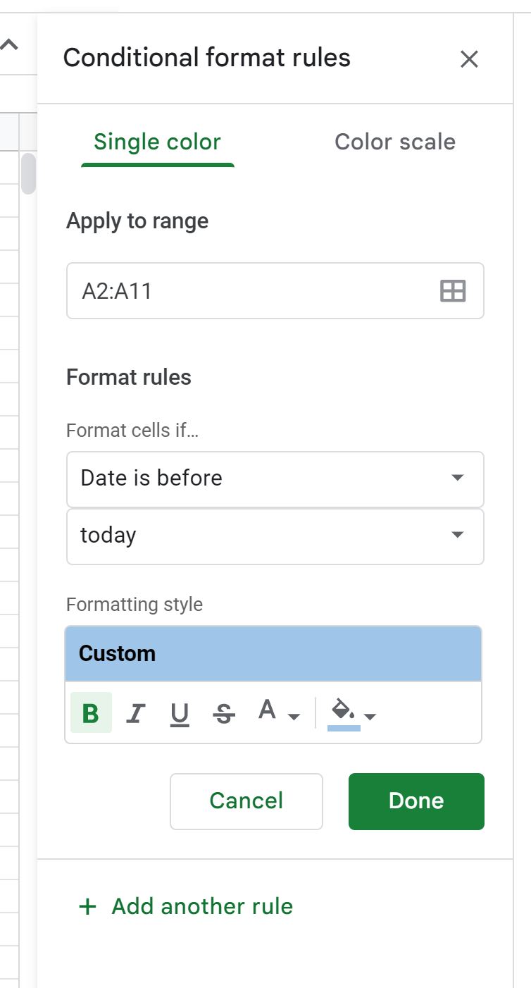 How Can I Use Google Sheets' Conditional Formatting To Highlight Cells If The Date Is Before Today?