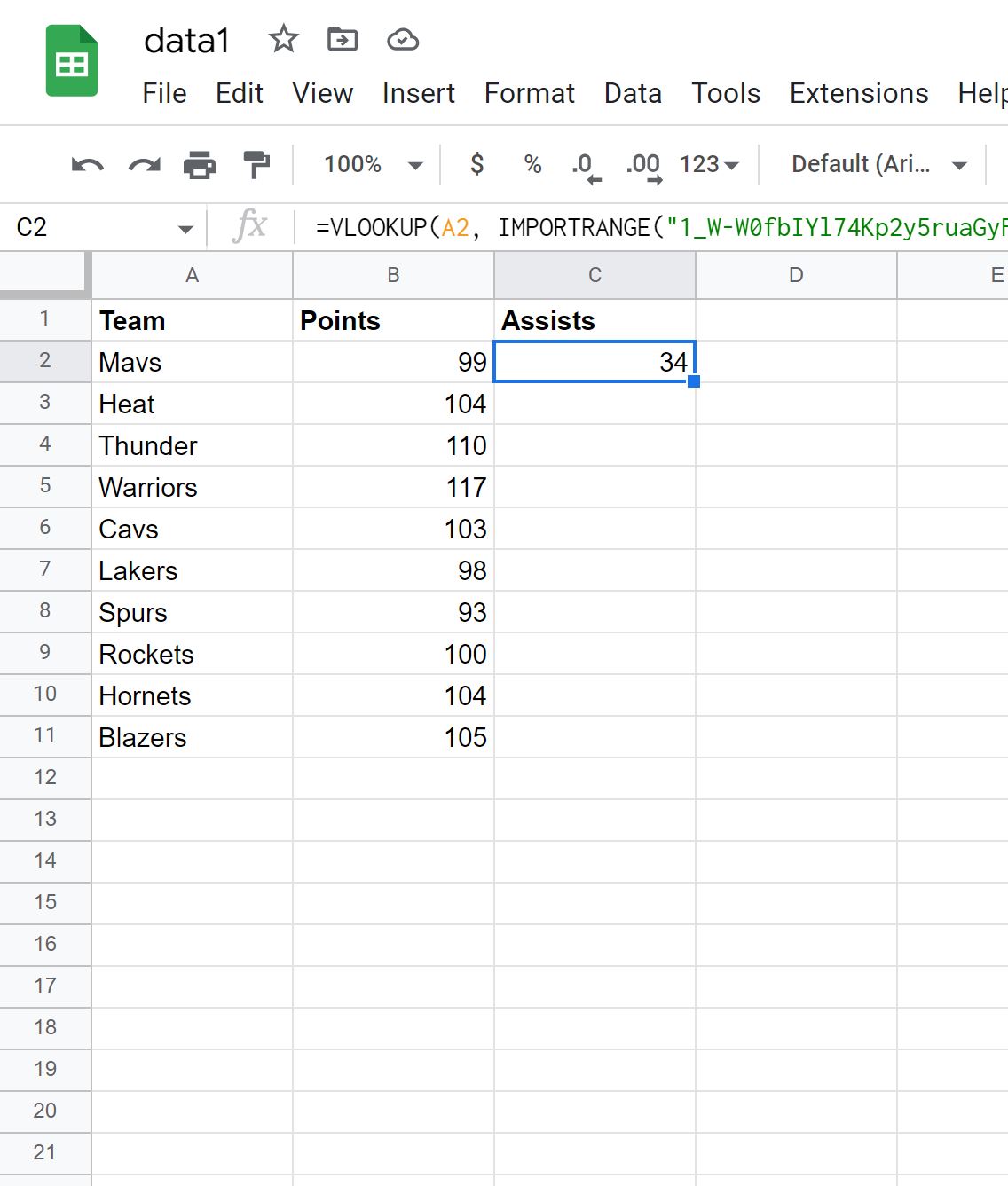 How Can I Use VLOOKUP From Another Workbook In Google Sheets?