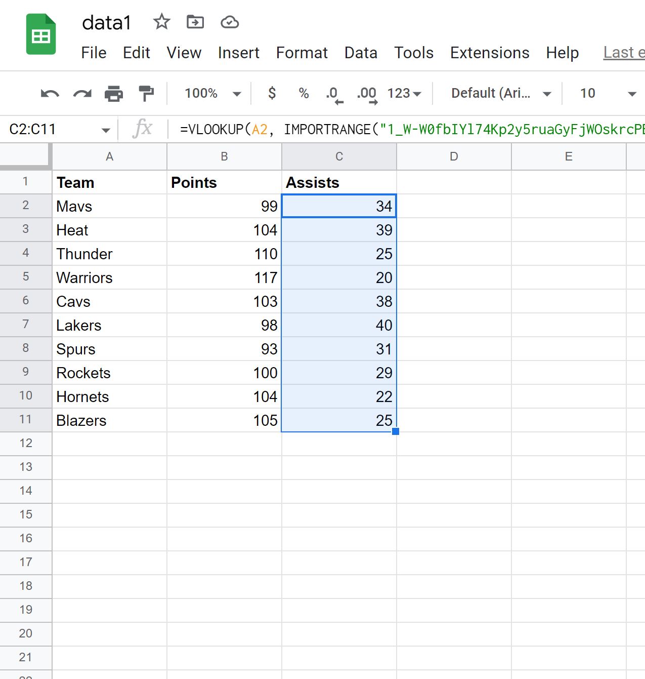 How Can I Use VLOOKUP From Another Workbook In Google Sheets?