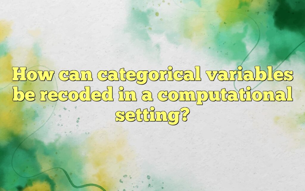 How Can Categorical Variables Be Recoded In A Computational Setting?