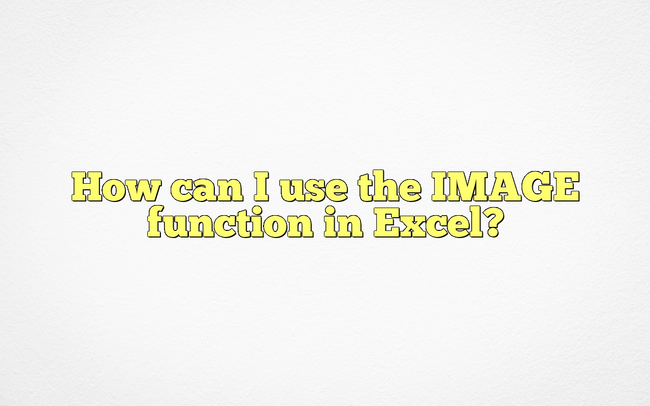 How Can I Use The IMAGE Function In Excel?