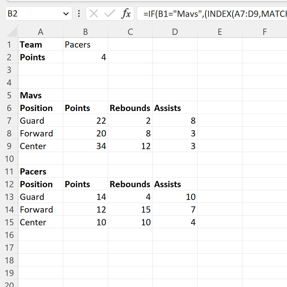 How Can I Use The IF Function With INDEX MATCH In Excel?