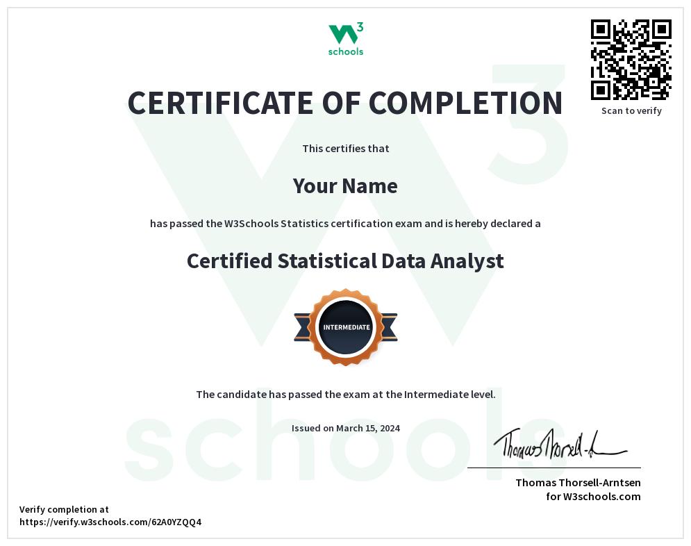 What Is The W3Schools Statistics Certificate?