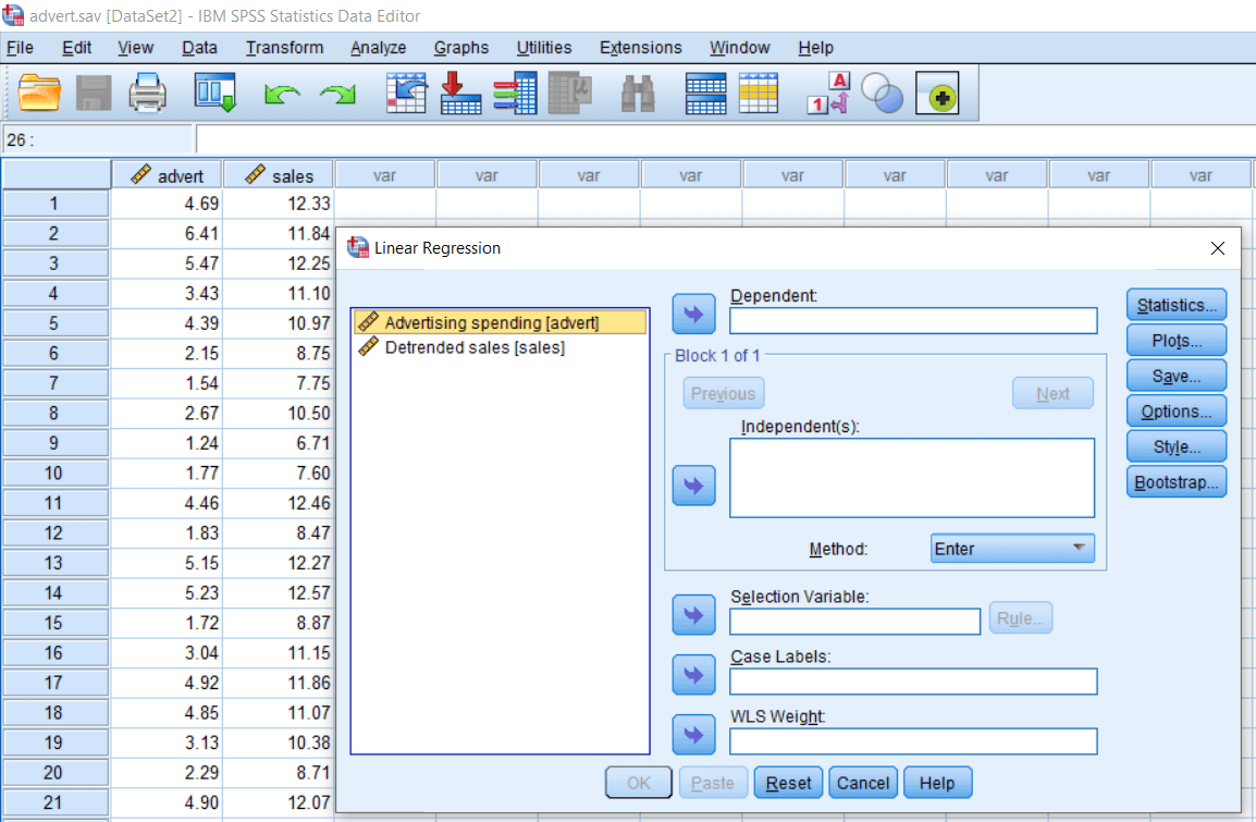How Do You Input Data For Linear Regression In SPSS?