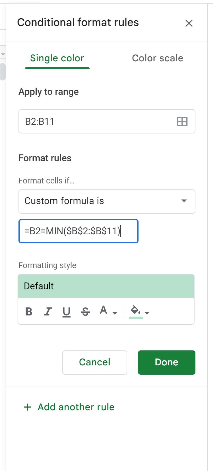 How Can I Highlight The Lowest Value In Google Sheets?"