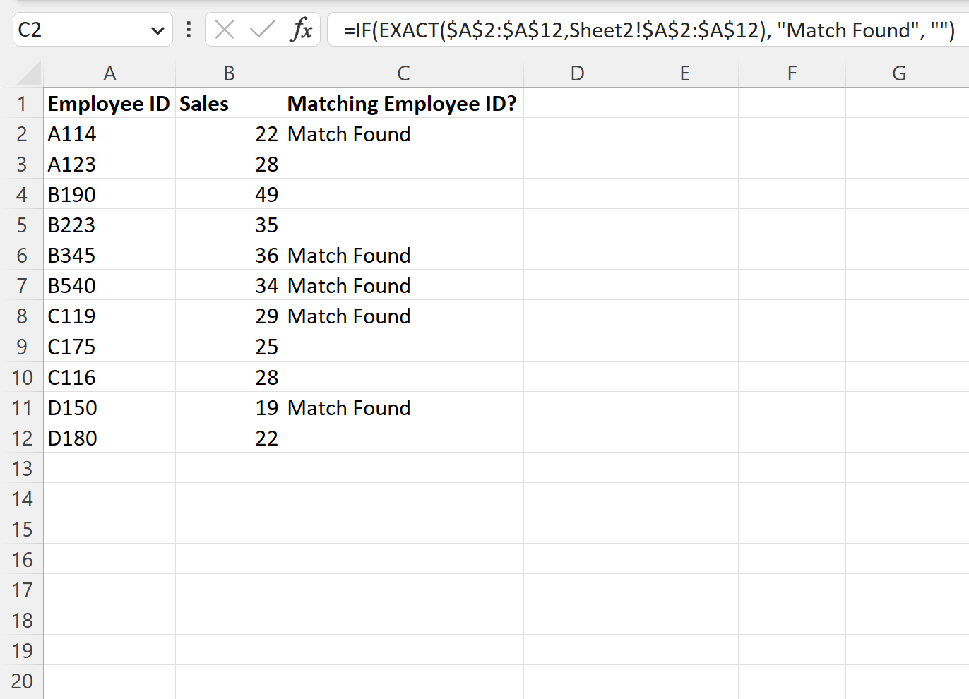 Can I Find Matching Values In Two Excel Worksheets?
