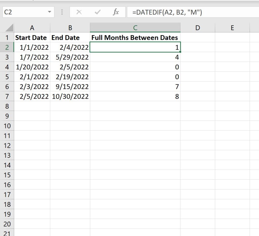 How Do You Calculate The Number Of Months Between Two Dates In Excel?