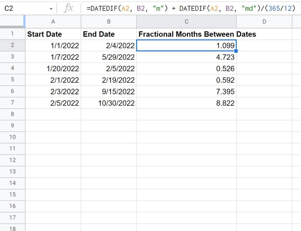 How Can I Calculate The Number Of Months Between Two Dates Using Google ...