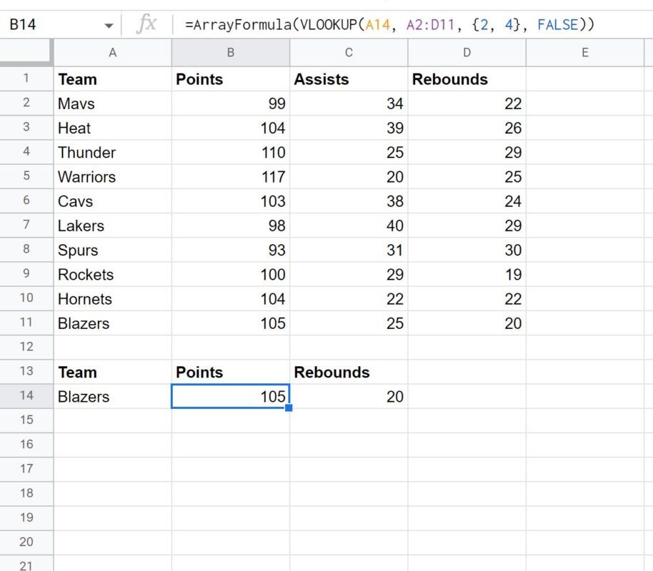 How Can I Use VLOOKUP In Google Sheets To Return Multiple Columns Of Data?